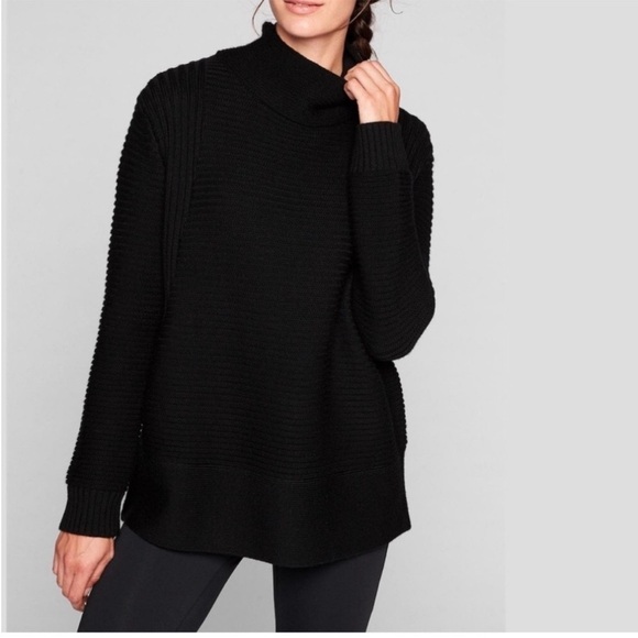 Athleta | Sweaters | Athleta Merino Wool Funnel Neck Ribbed Knit ...